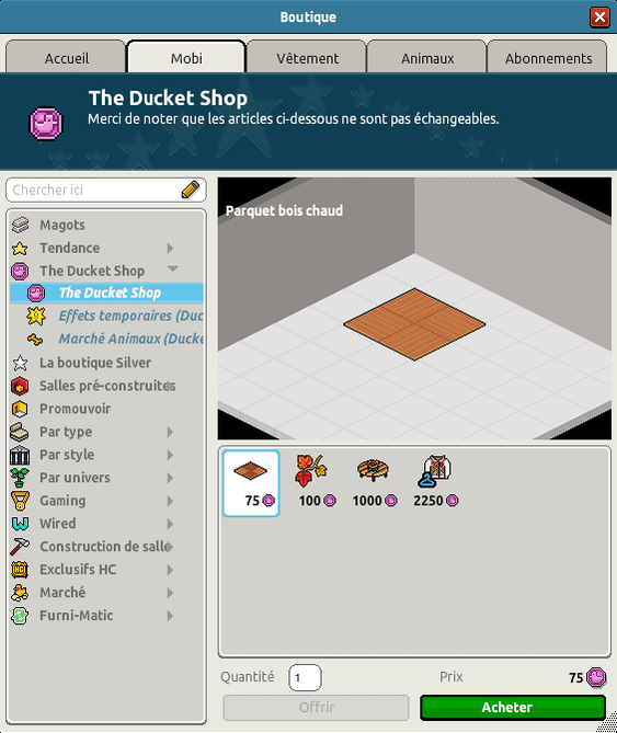 OFFRE - Le Ducket Shop du mois d'Octobre - HabbGames